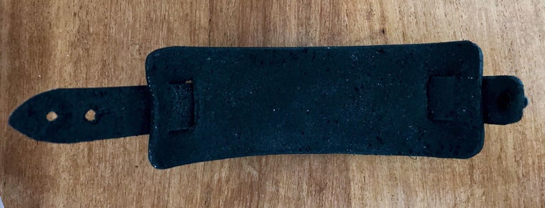 Curly Sheep leather cuff bracelet, cast sterling silver, leather ...