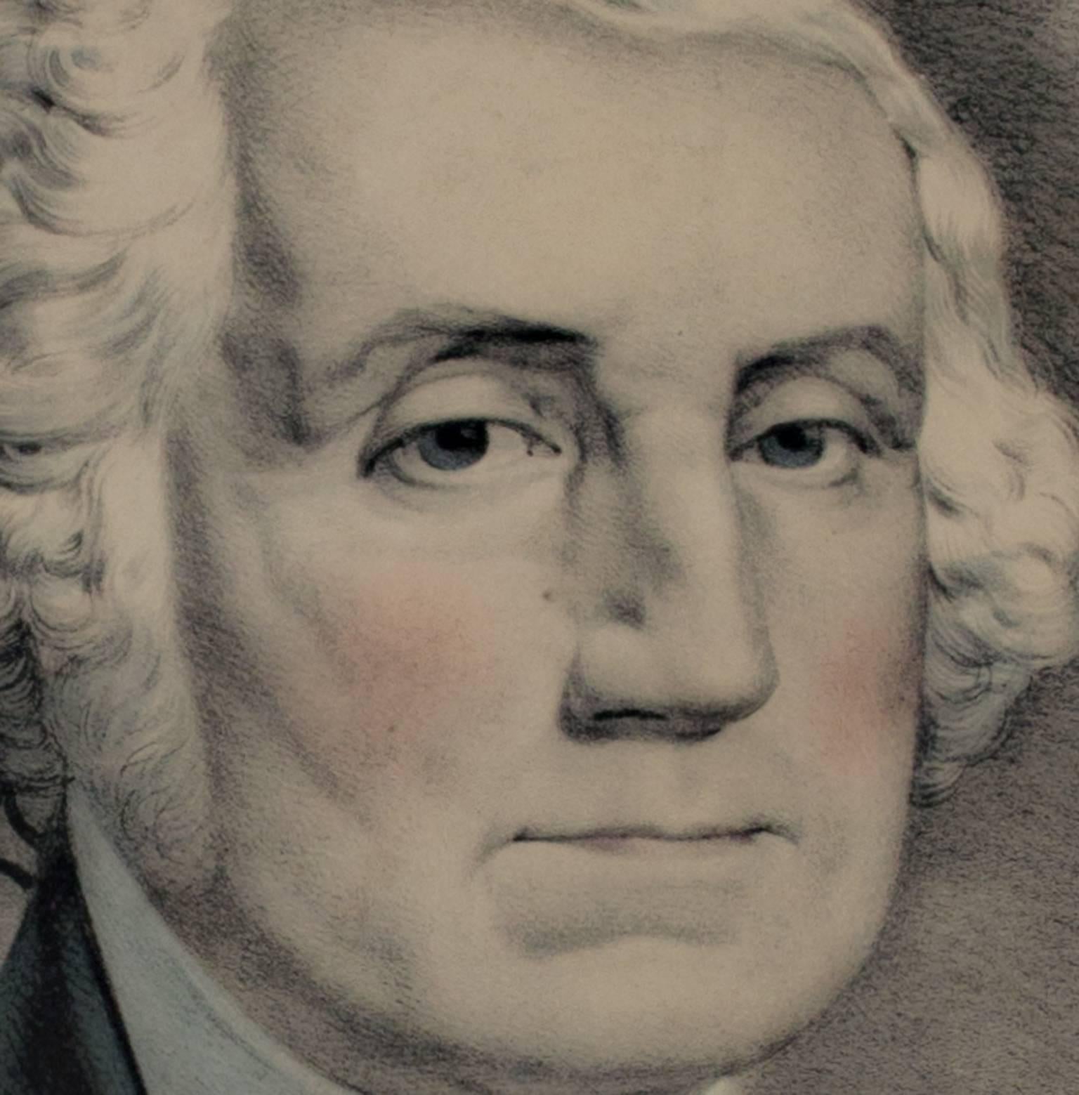 Currier & Ives - "George and Martha Washington, " Two Hand Colored ...