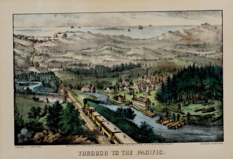 Currier & Ives - "Through to the Pacific," Original Hand-Coloured ...