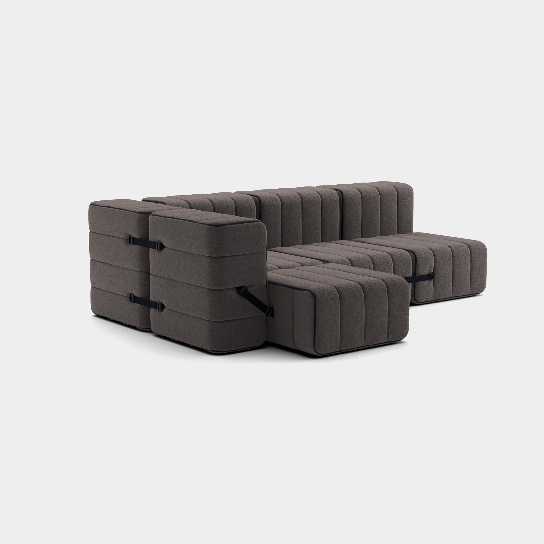 Curt-Set 9 - e.g. Flexible small corner sofa - Jet - 9108 (Grey / Brown ...