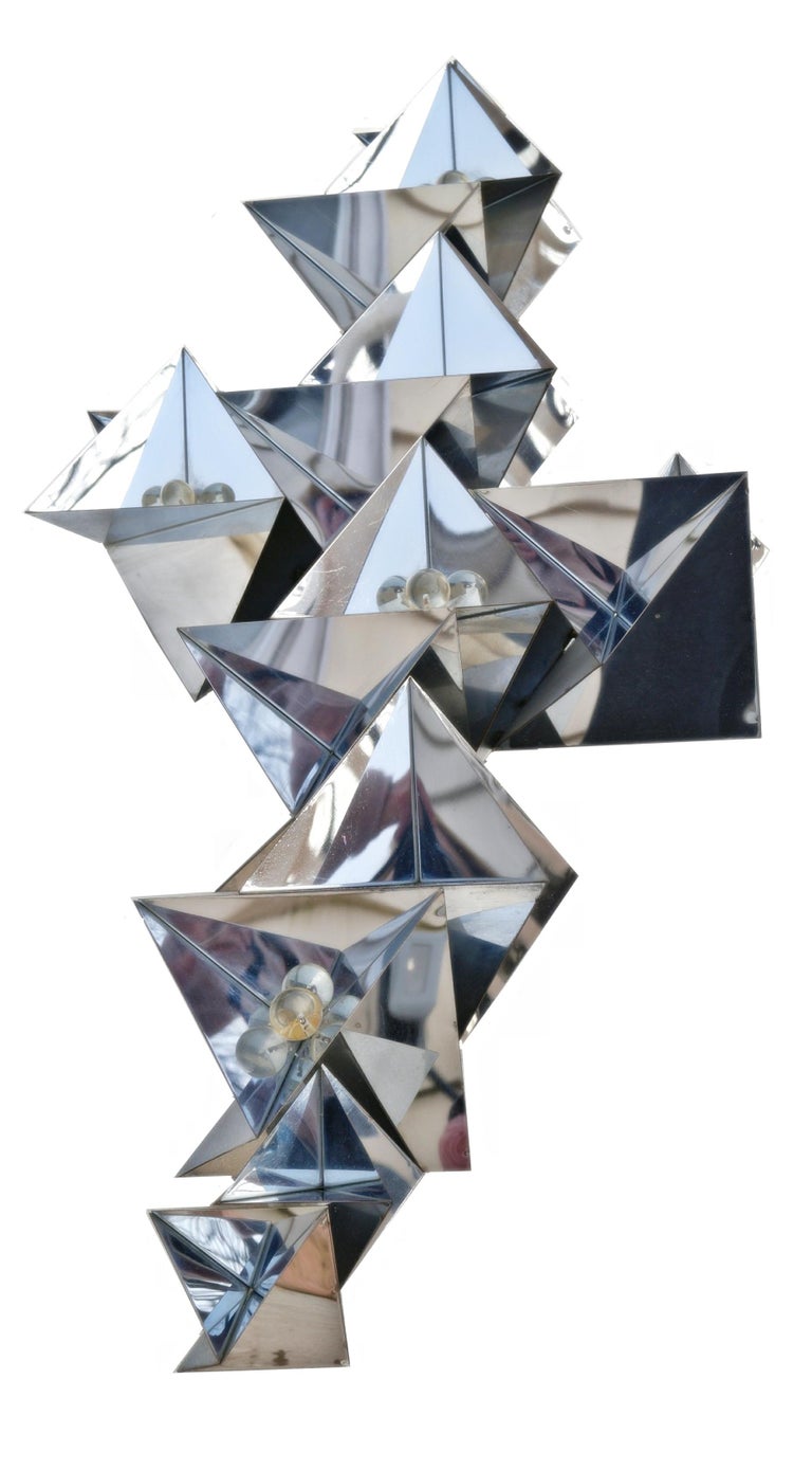 Curtis C. Jere Prismatic Metal Wall Hanging Sculpture with Lucite Balls ...