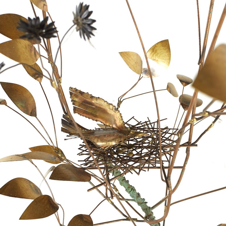 Curtis Jere Brutalist Midcentury Brass Tree Sculpture For Sale at 1stDibs