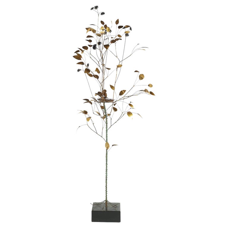 Curtis Jere Brutalist Midcentury Brass Tree Sculpture For Sale at 1stDibs