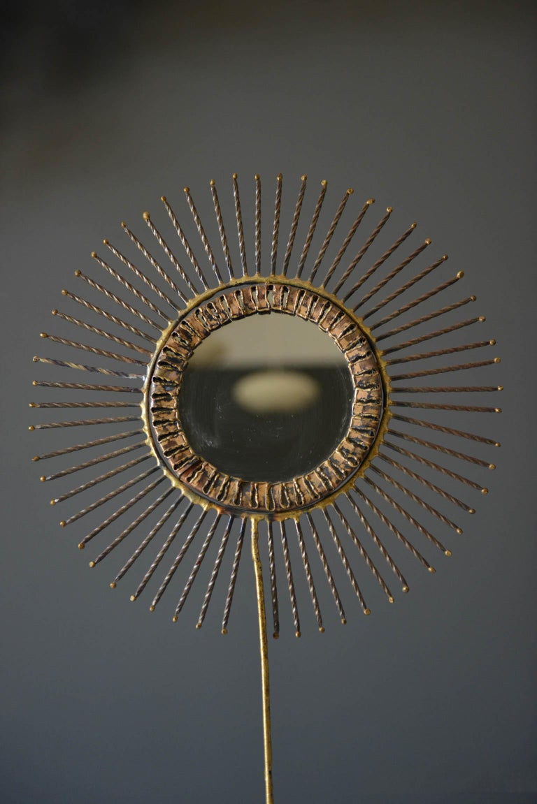Curtis Jere Double-Sided Brass Sunburst Mirror, 1968 at 1stDibs