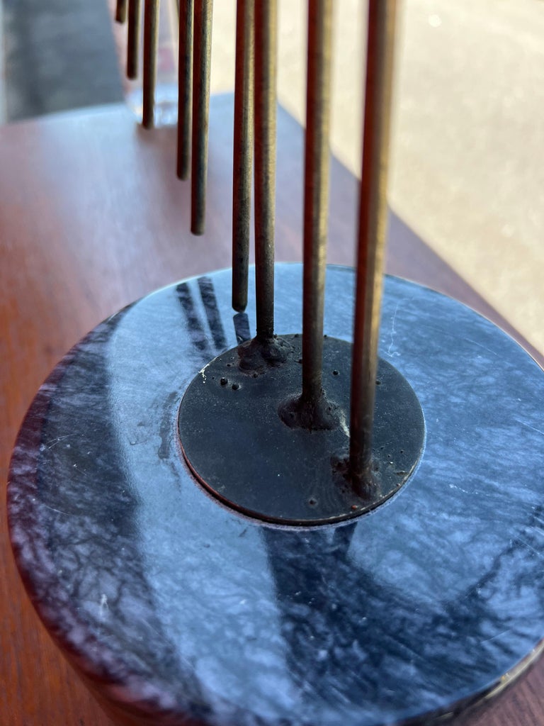 Curtis Jere Metal Rod Table Sculpture with Marble Base For Sale at ...