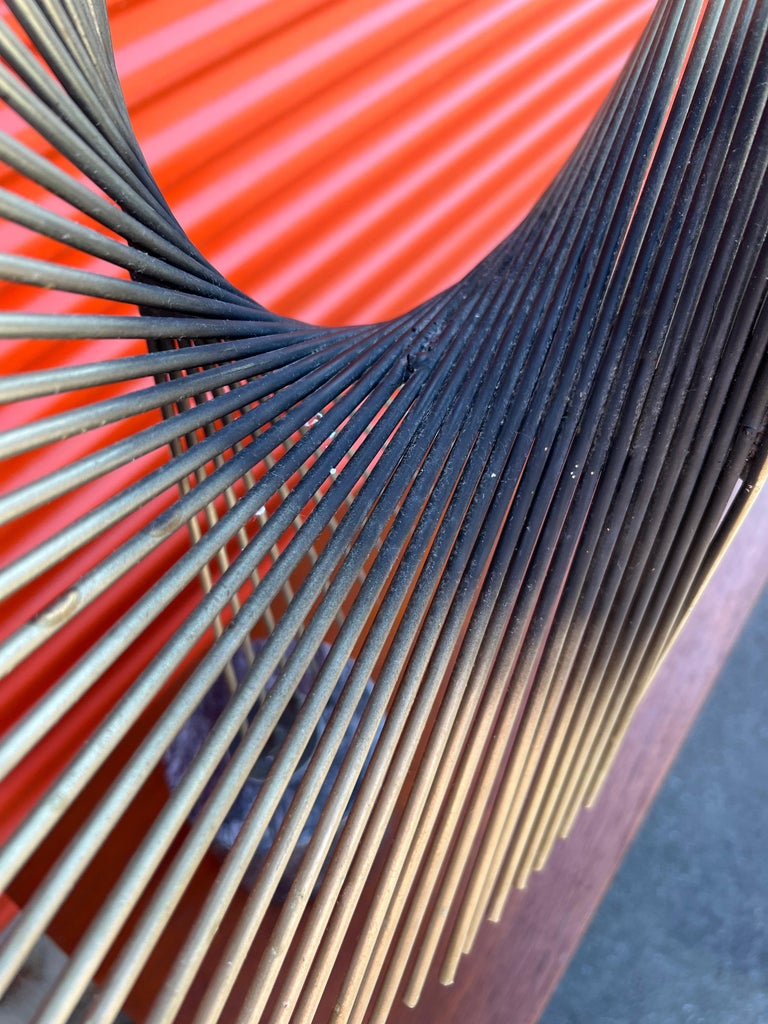 Curtis Jere Metal Rod Table Sculpture with Marble Base For Sale at ...