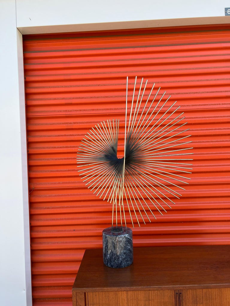 Curtis Jere Metal Rod Table Sculpture with Marble Base For Sale at ...