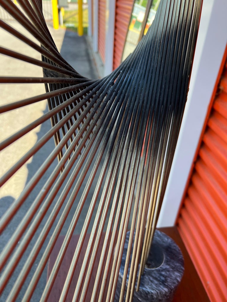 Curtis Jere Metal Rod Table Sculpture with Marble Base For Sale at ...