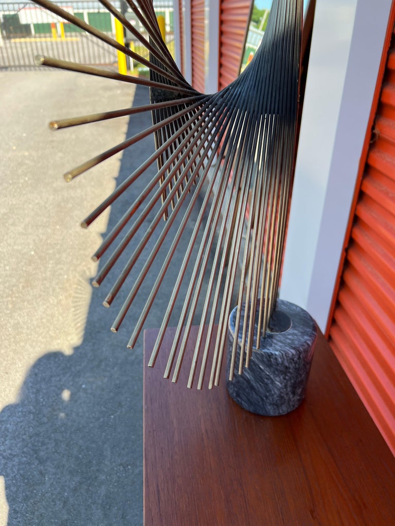 Curtis Jere Metal Rod Table Sculpture with Marble Base For Sale at ...