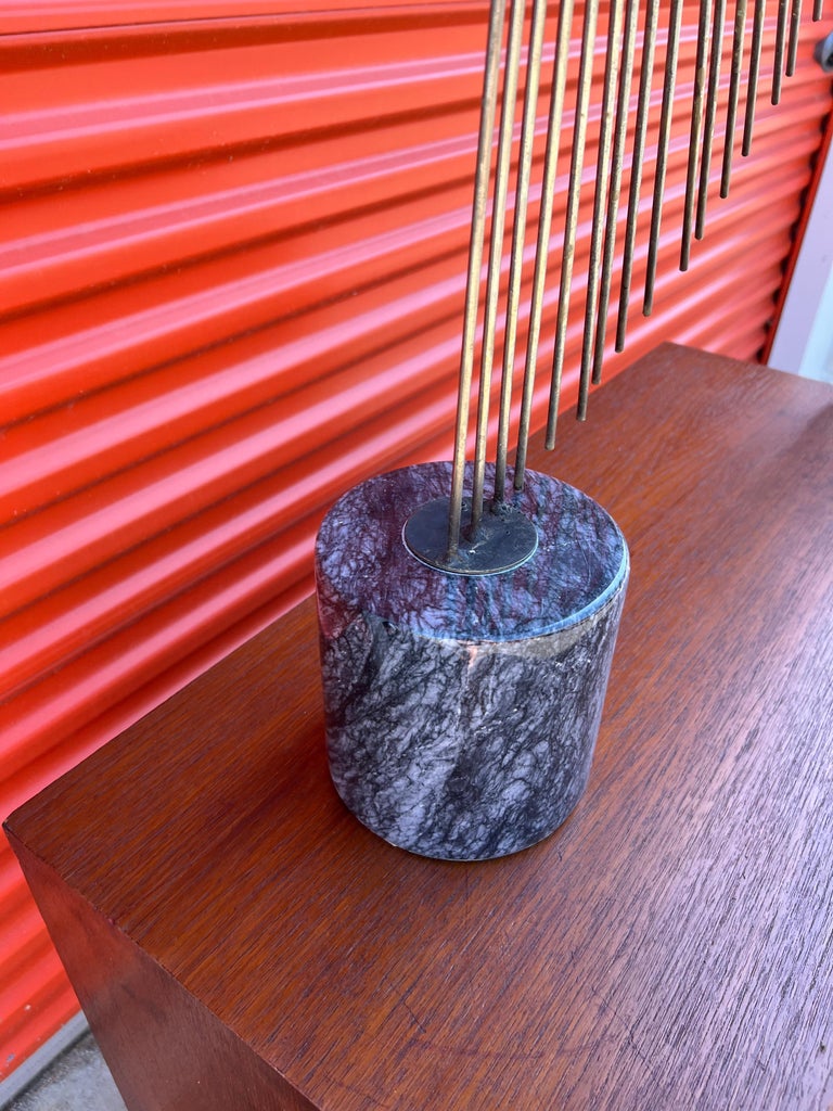 Curtis Jere Metal Rod Table Sculpture with Marble Base For Sale at ...