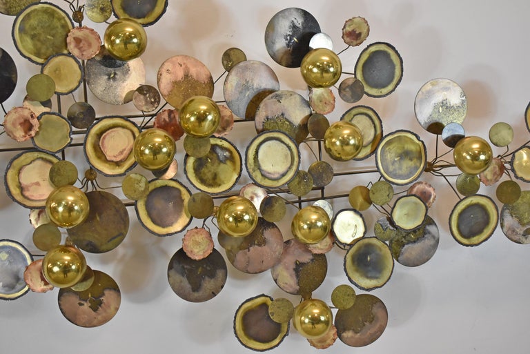 Curtis Jere "Raindrops" Brass Wall Sculpture For Sale at 1stDibs