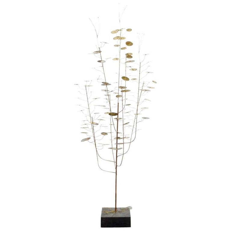 Curtis Jere Signed Brass Tree Sculpture For Sale at 1stDibs