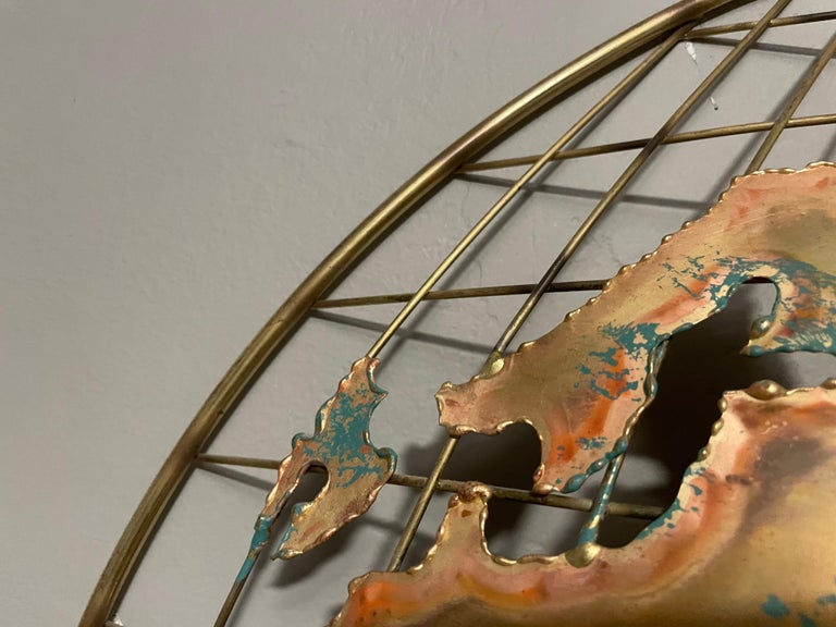 Curtis Jere World Map / Globe Wall Sculpture 'Two Piece' For Sale at ...