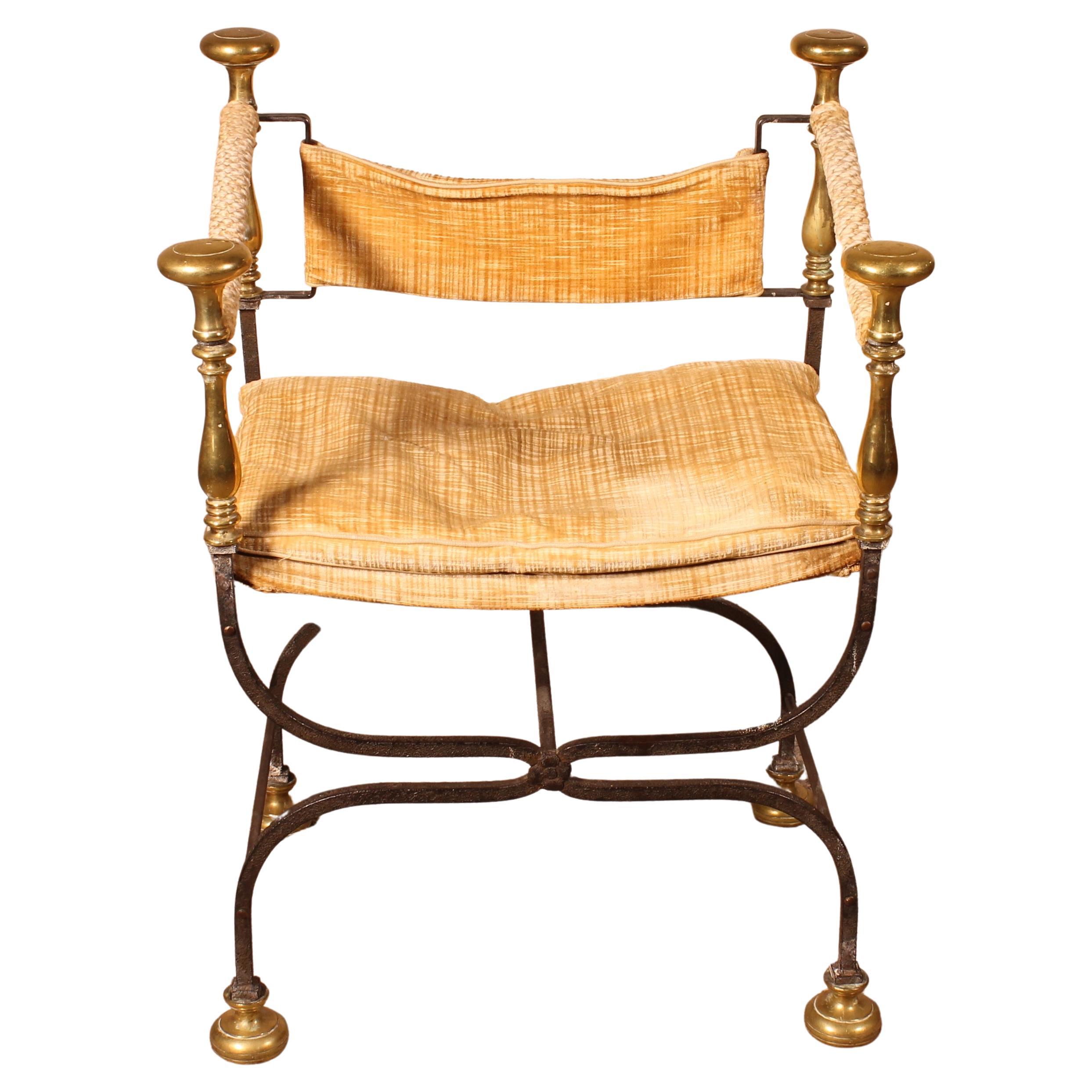 Italian Curule Armchair For Sale at 1stDibs