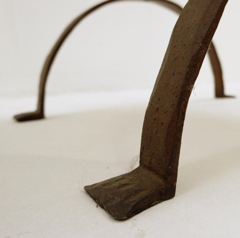 Curule Armchair in Wrought Iron and Leather For Sale at 1stDibs