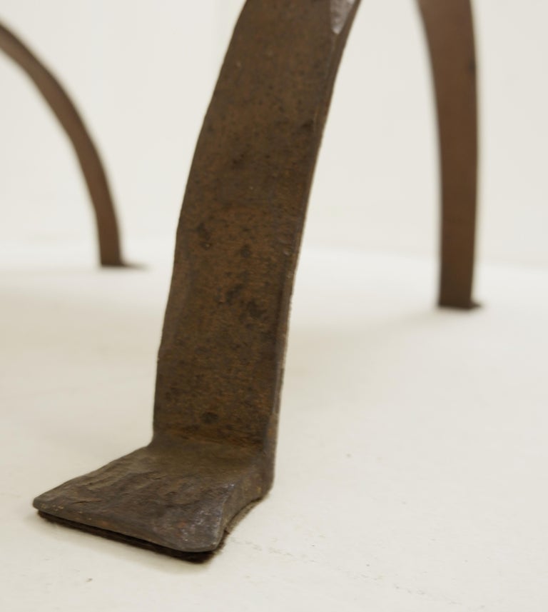 Curule Armchair in Wrought Iron and Leather For Sale at 1stDibs