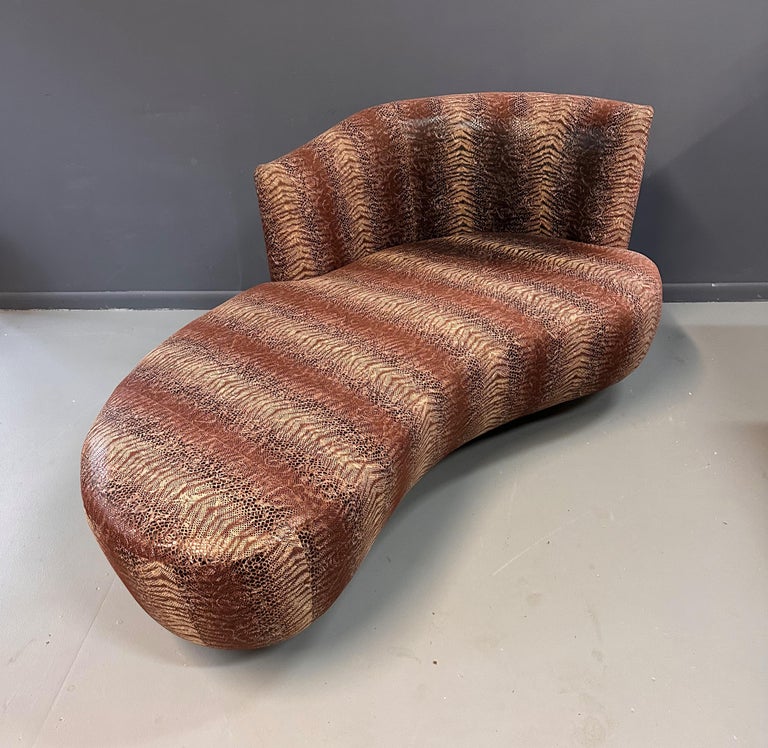 Curvaceous Chaise/ Sofa in the Style of Weiman in a Faux Snakeskin ...