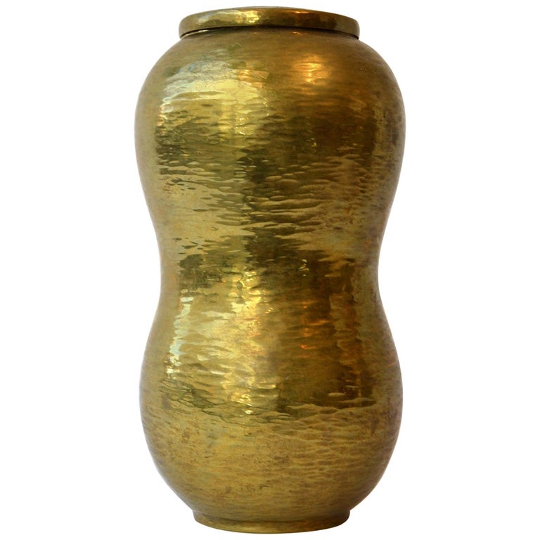 Curvaceous Handcrafted Brass Container with Lid by Franz Peters, 1950s ...