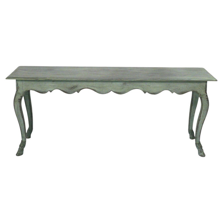 Curvaceous Sage Green French Console Table For Sale at 1stDibs