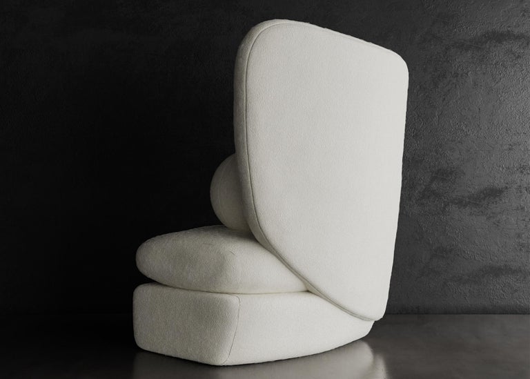 CURVE CHAIR - Modern Layered Asymmetrical Chair in Curly Lamb Boucle ...