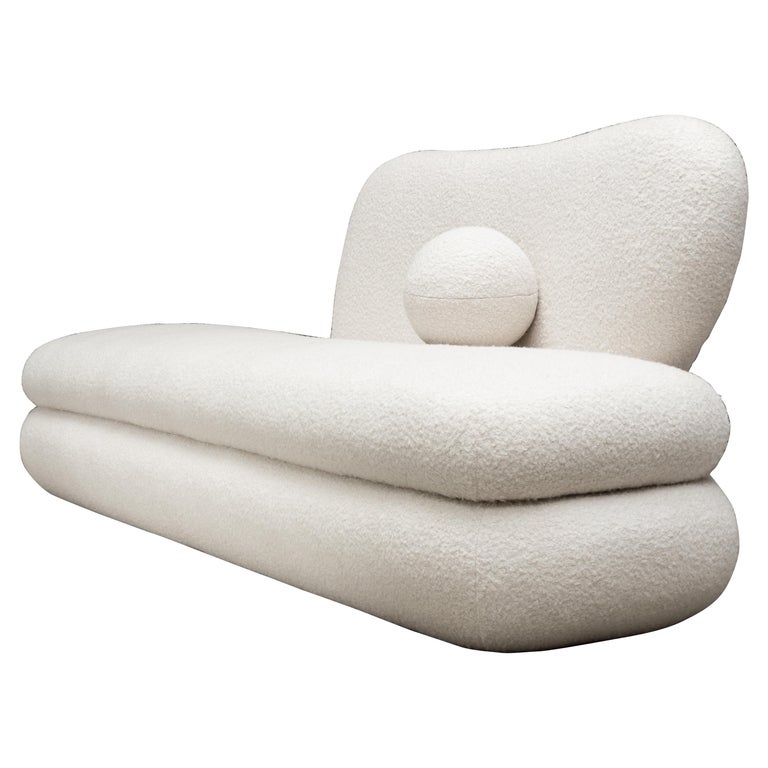 Curve Chaise - Modern Layered Asymmetrical Chaise in Cream Boucle For ...