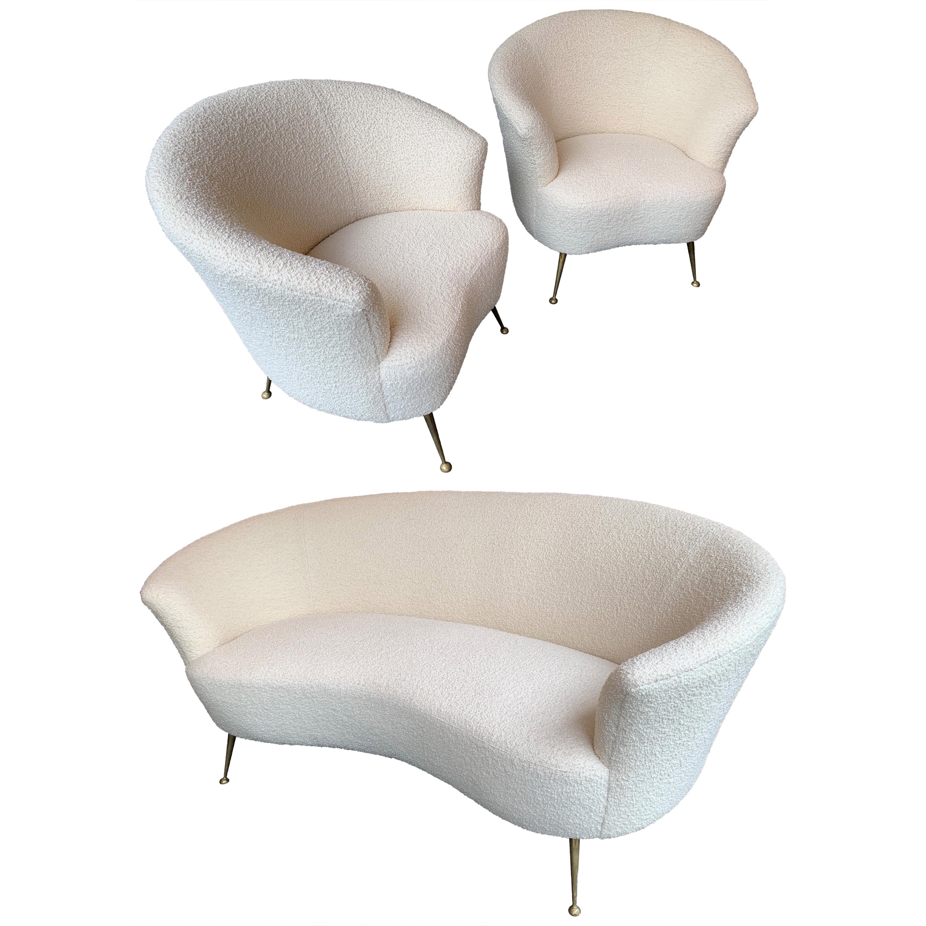 Curve Living Room Set Armchairs Sofa by Carlo Monti for CMG, Italy ...