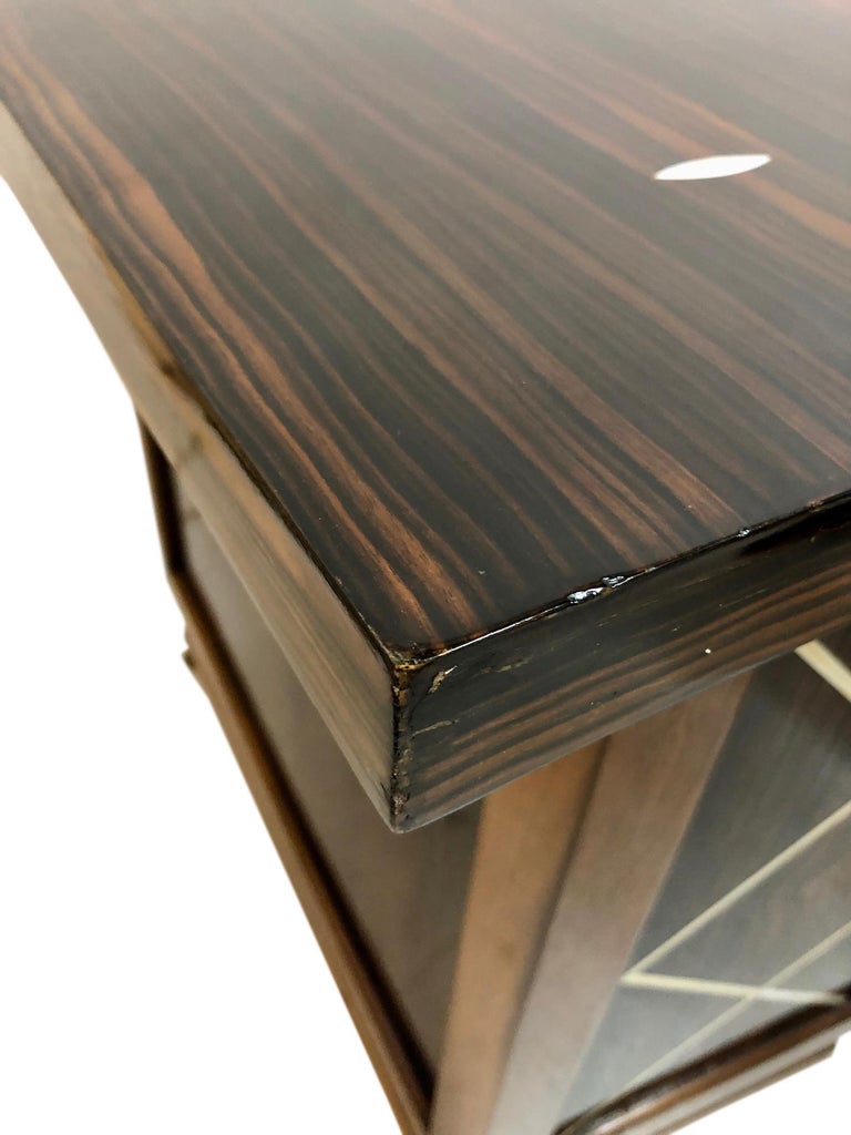 Curved Art Deco Desk in in Real Wood Veneer with Inlays For Sale at 1stDibs