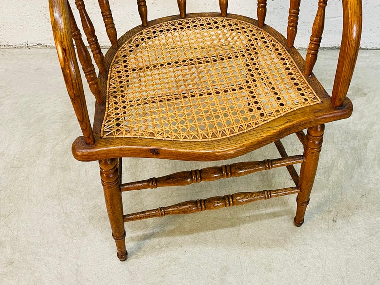 Curved Back Barrel Style Oak Wood Chair For Sale at 1stDibs