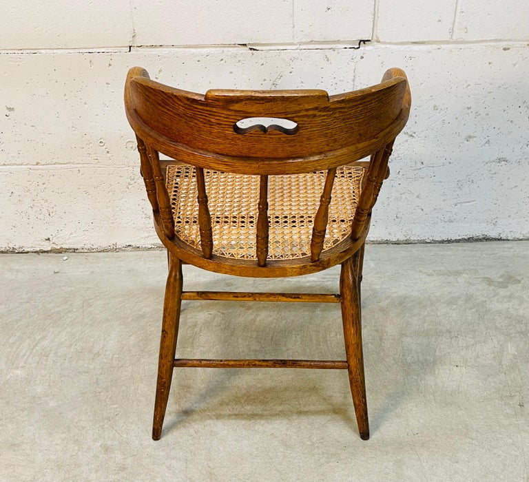 Curved Back Barrel Style Oak Wood Chair For Sale at 1stDibs