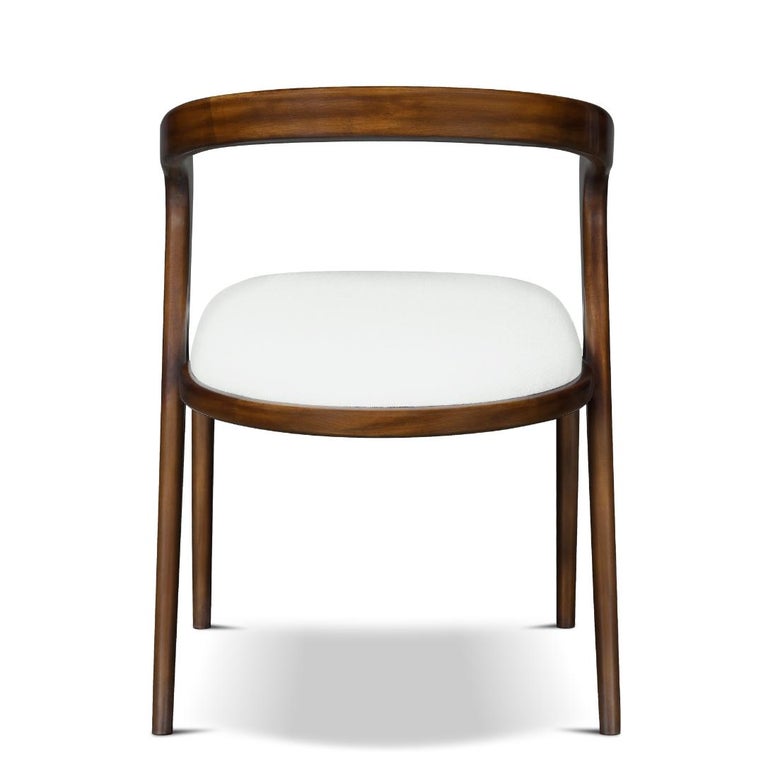 Curved Back Vars Wooden Chair, Handcrafted and Molded, Upholstered Seat ...