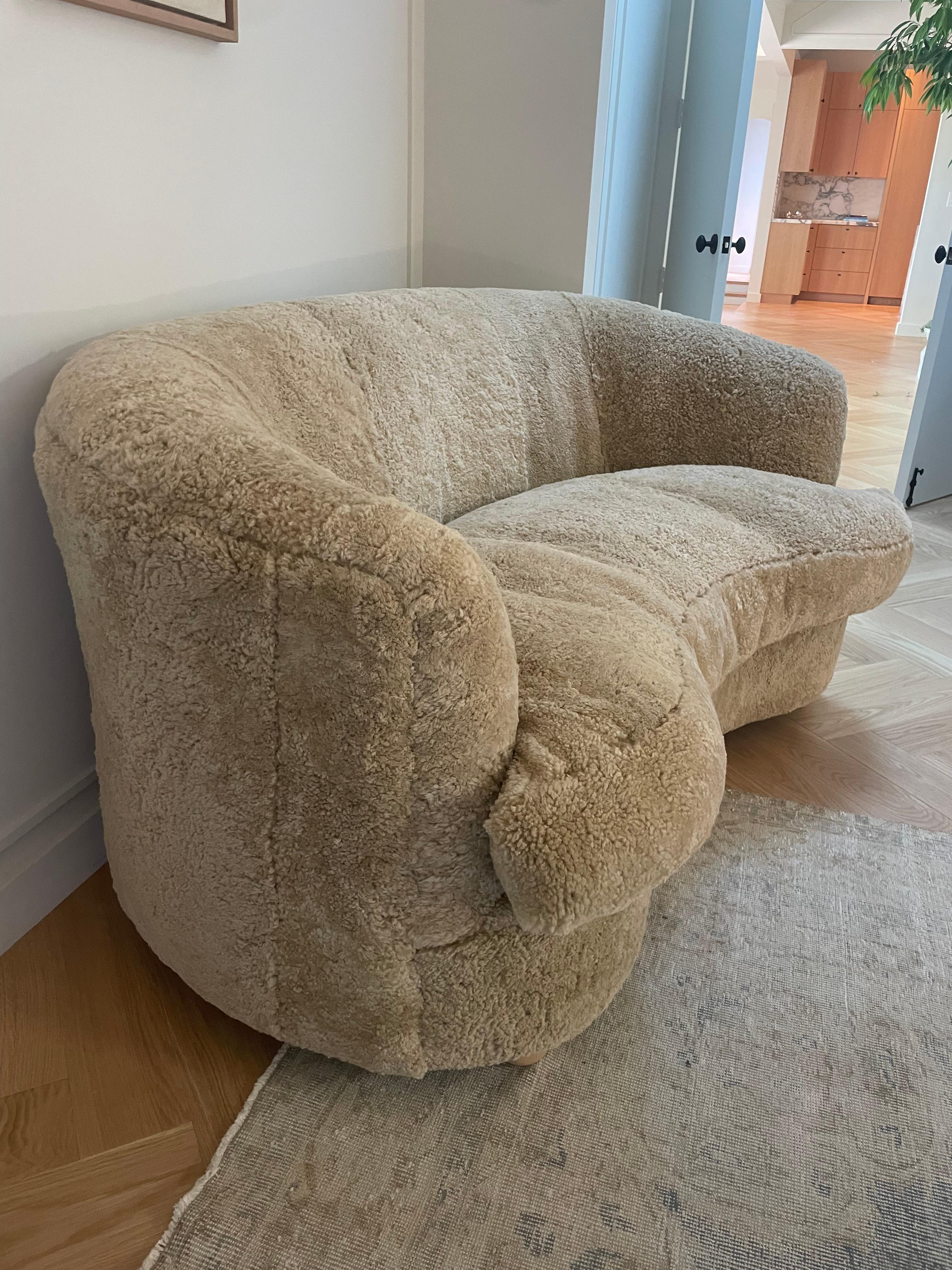 Curved 'Banana' Sofa in Amber-toned Brown Shearling For Sale at 1stDibs ...