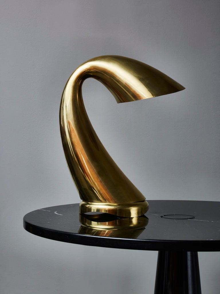 Curved Brass Desk Lamp at 1stDibs