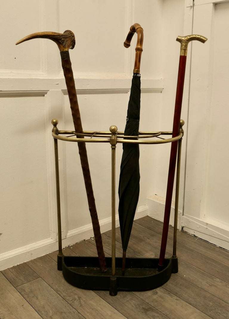 Curved Brass and Iron Stick Stand or Umbrella Stand For Sale at 1stDibs