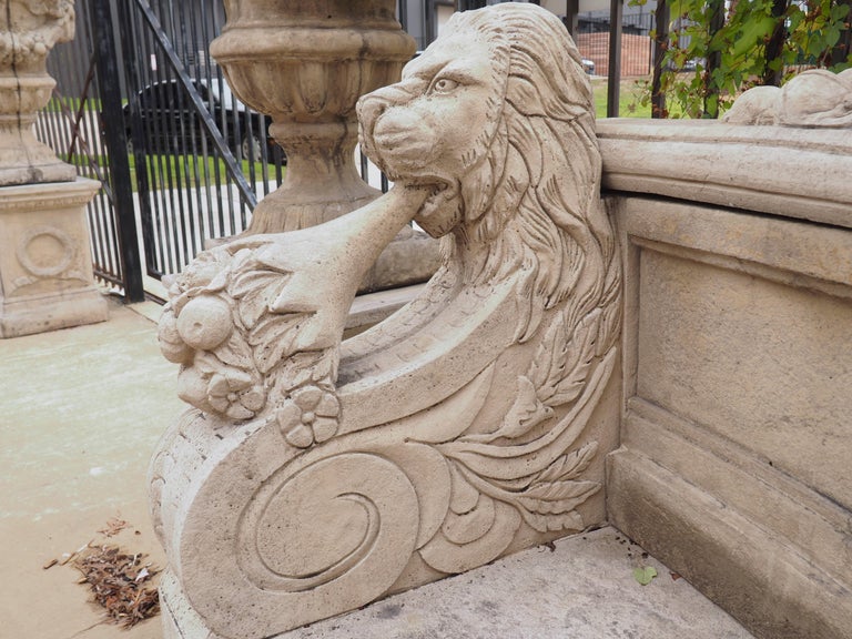 Curved Cast Stone Garden Bench from Northern France For Sale at 1stDibs