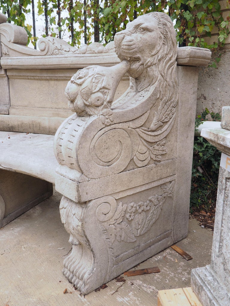 Curved Cast Stone Garden Bench from Northern France For Sale at 1stDibs