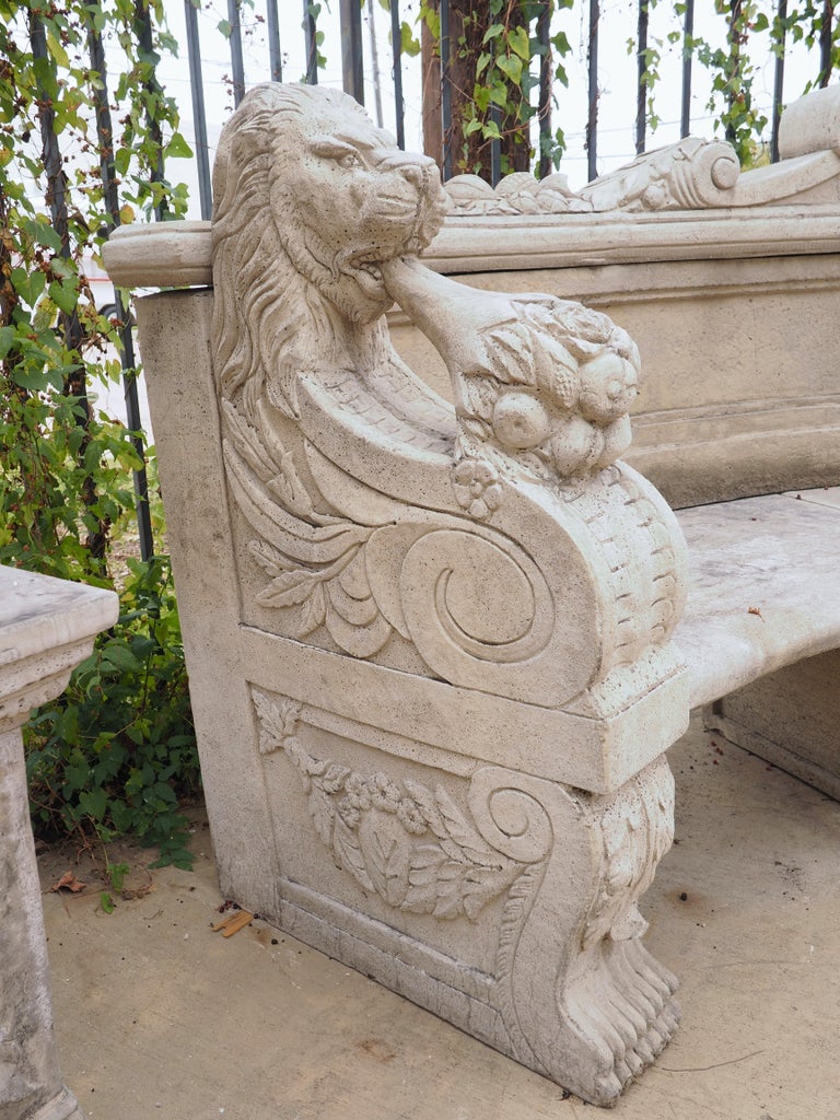 Curved Cast Stone Garden Bench from Northern France For Sale at 1stDibs