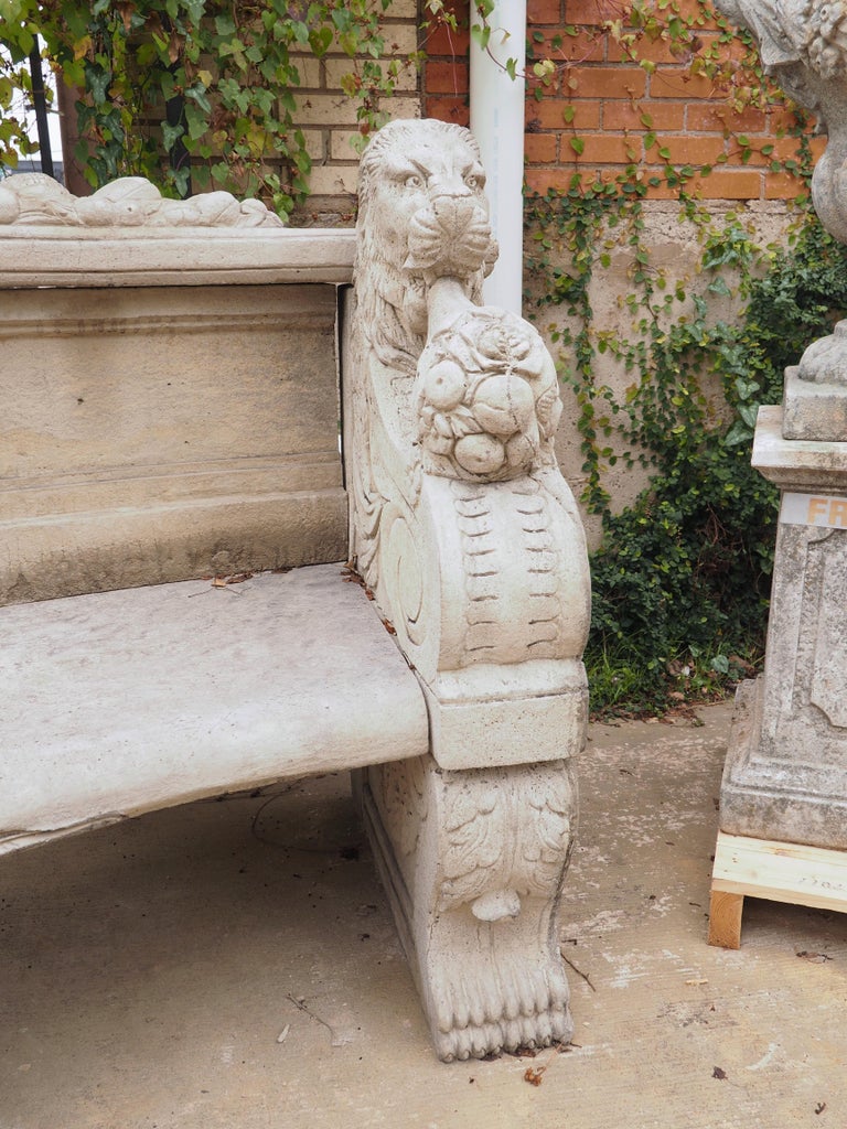 Curved Cast Stone Garden Bench from Northern France For Sale at 1stDibs