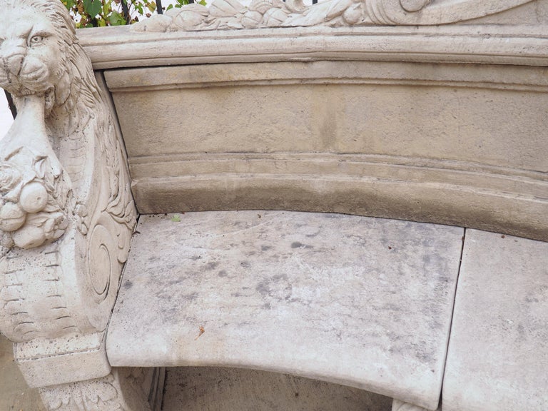 Curved Cast Stone Garden Bench from Northern France For Sale at 1stDibs