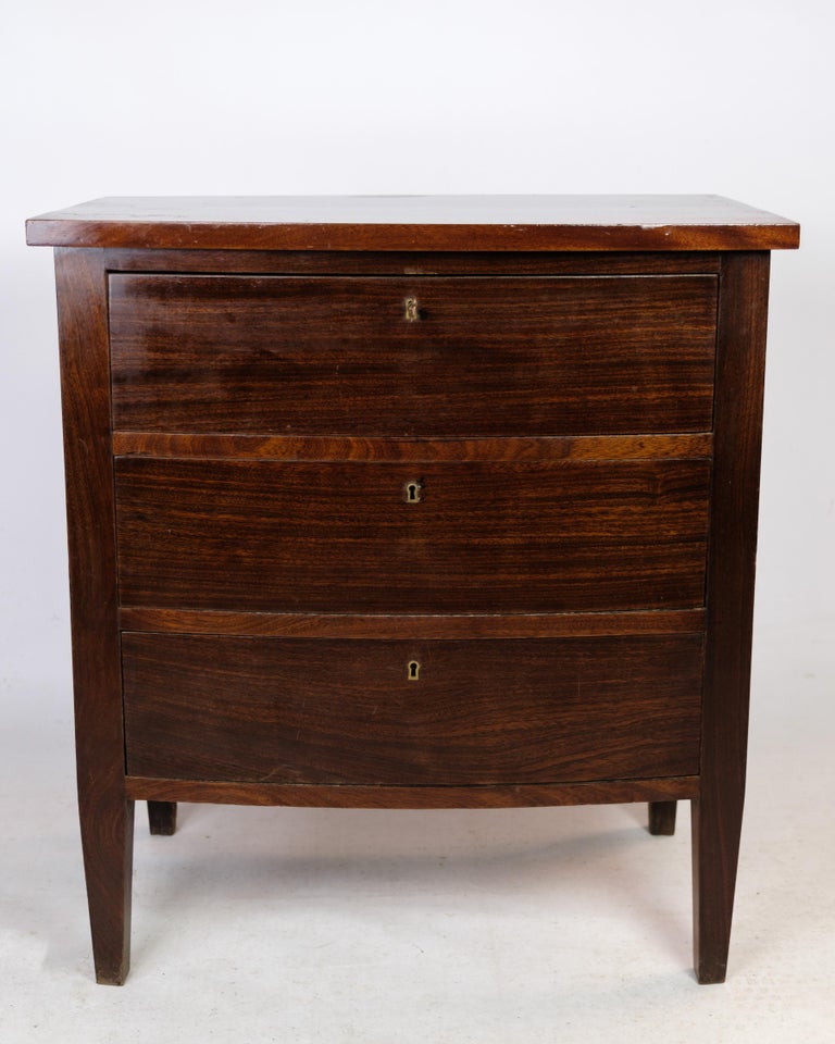 Curved Chest of Drawers, Mahogany, Three Drawers, 1890 For Sale at 1stDibs