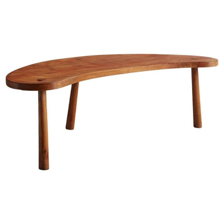 Curved Demilune Wooden Coffee Table, France, 20th Century at 1stDibs