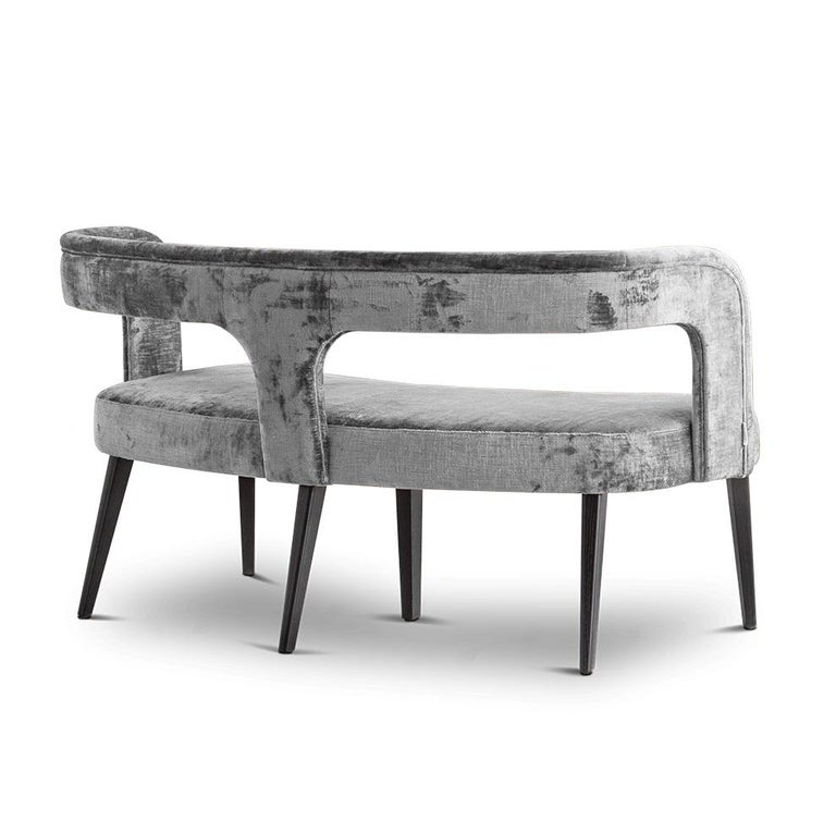 Curved Dining Bench Offered in Leather and Solid Wood Legs For Sale at ...