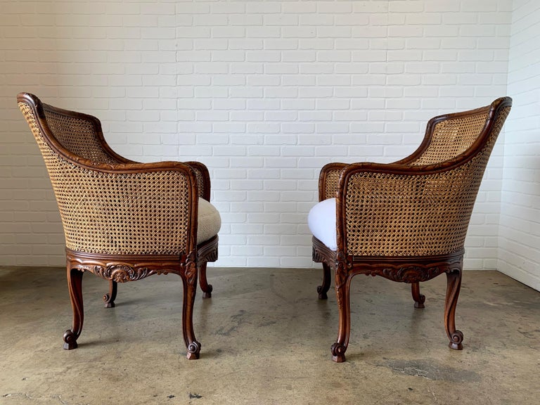 Curved Double Cane Lounge Chairs from Belgium 1950s with Sherpa Faux ...