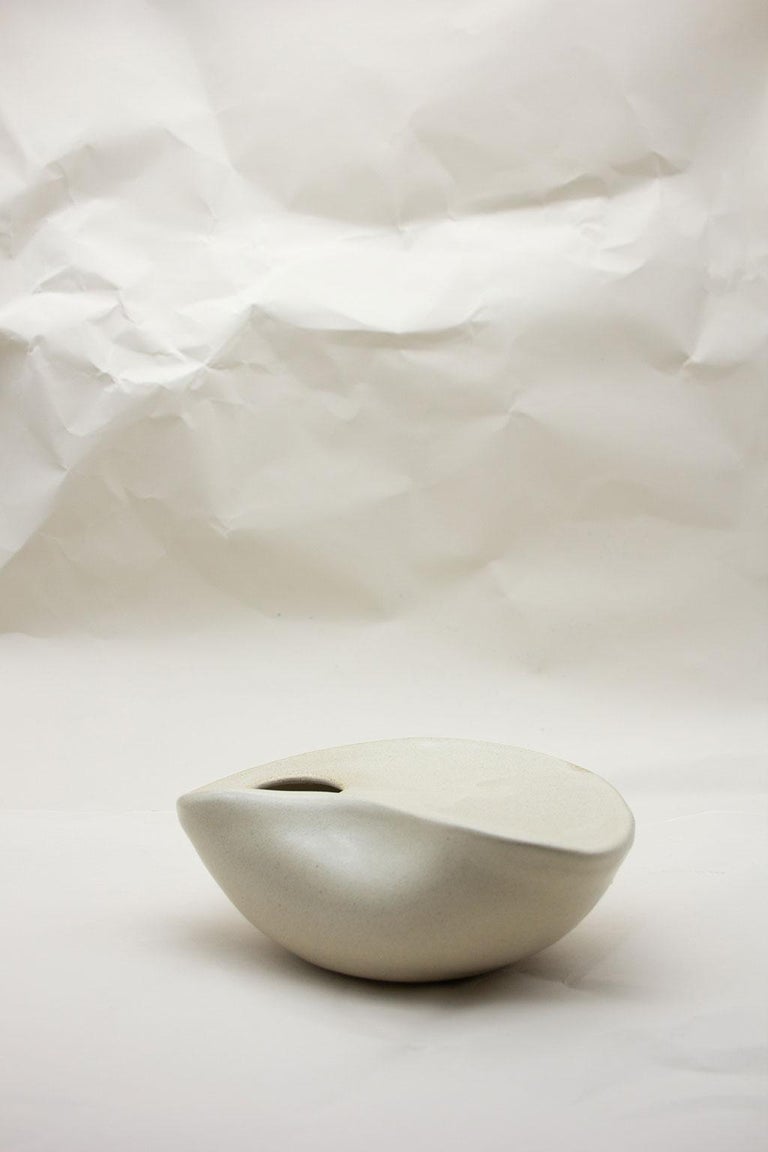 Curved Form Handcrafted Stoneware Sculpture in Antique Cream Glaze For ...