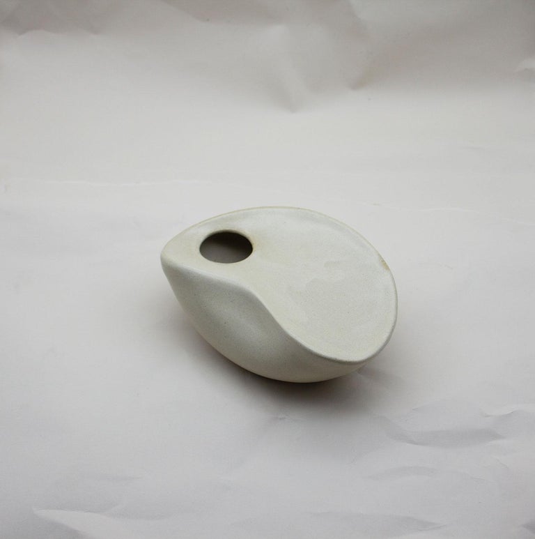 Curved Form Handcrafted Stoneware Sculpture in Antique Cream Glaze For ...