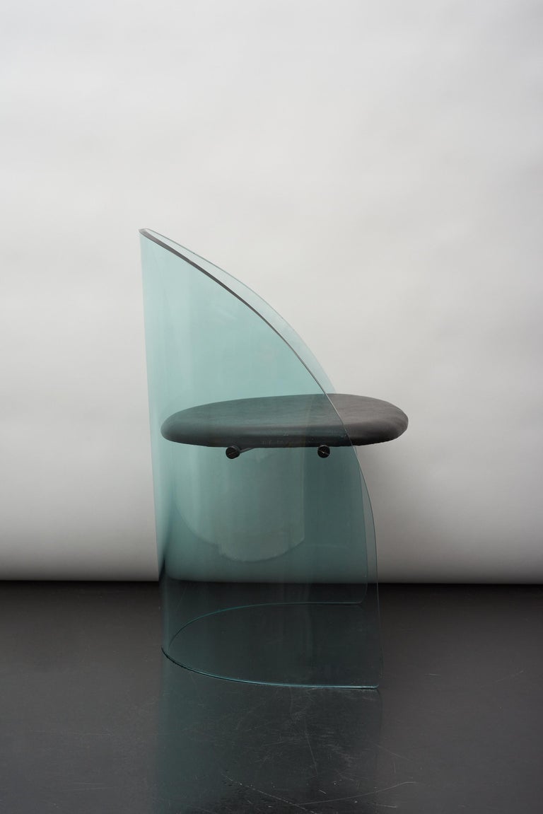 Curved Glass Chair, Italy 1980s For Sale at 1stDibs