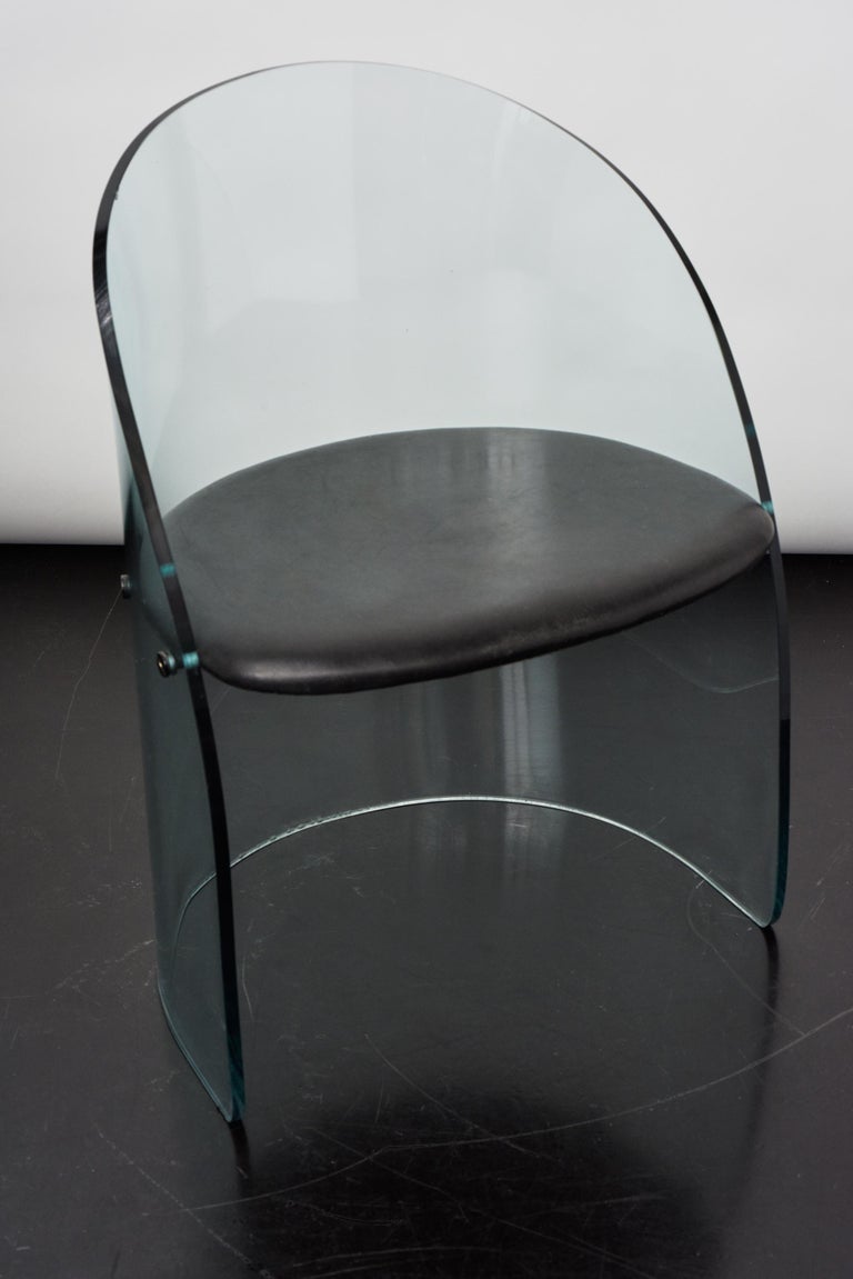 Curved Glass Chair, Italy 1980s For Sale at 1stDibs