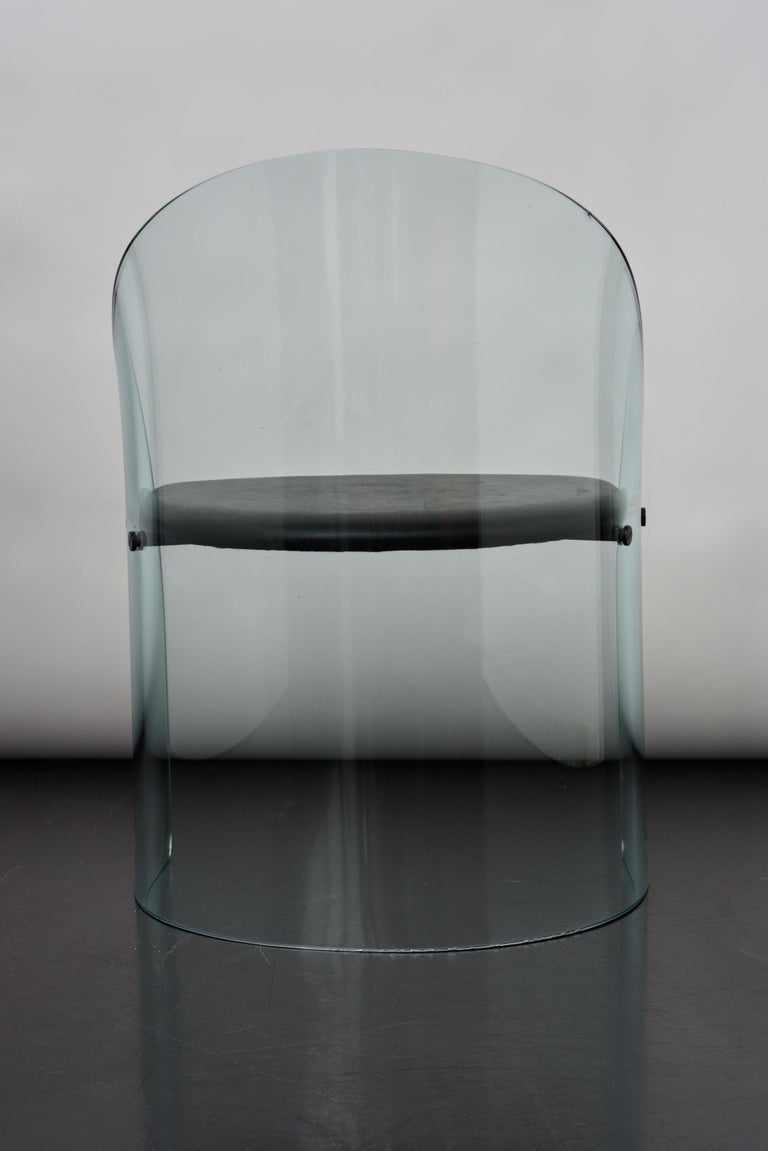 Curved Glass Chair, Italy 1980s For Sale at 1stDibs