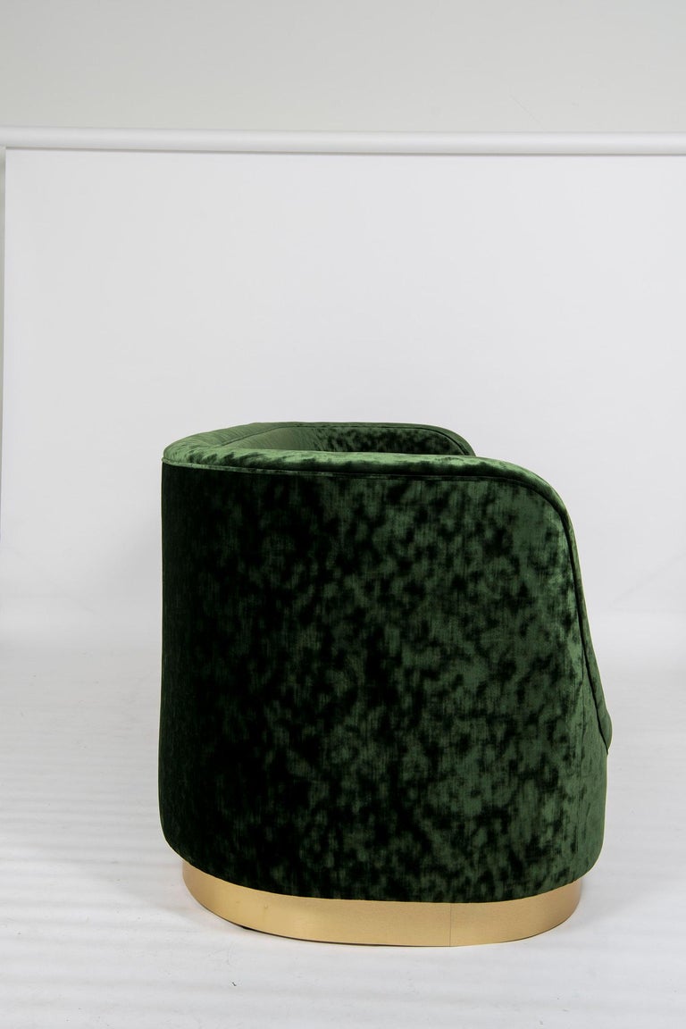 Curved Green Velvet Sofa at 1stDibs