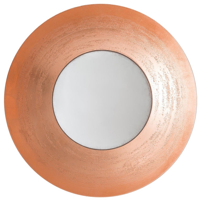 Gilt Copper Illuminated Mirror with Etched Relief on Mirror and ...