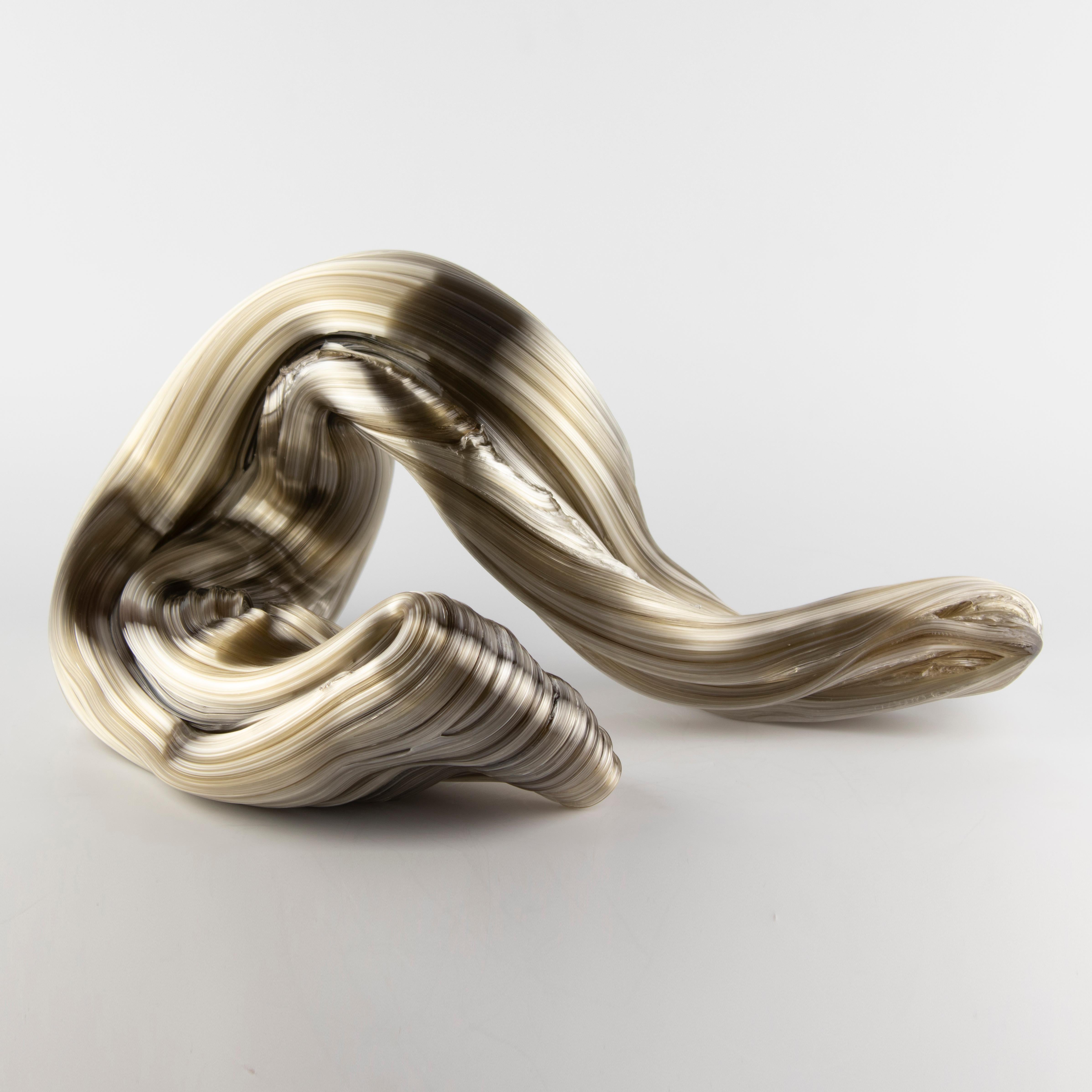 Curved Line in Bronze, a Unique Bronze Glass Sculpture by Maria Bang ...